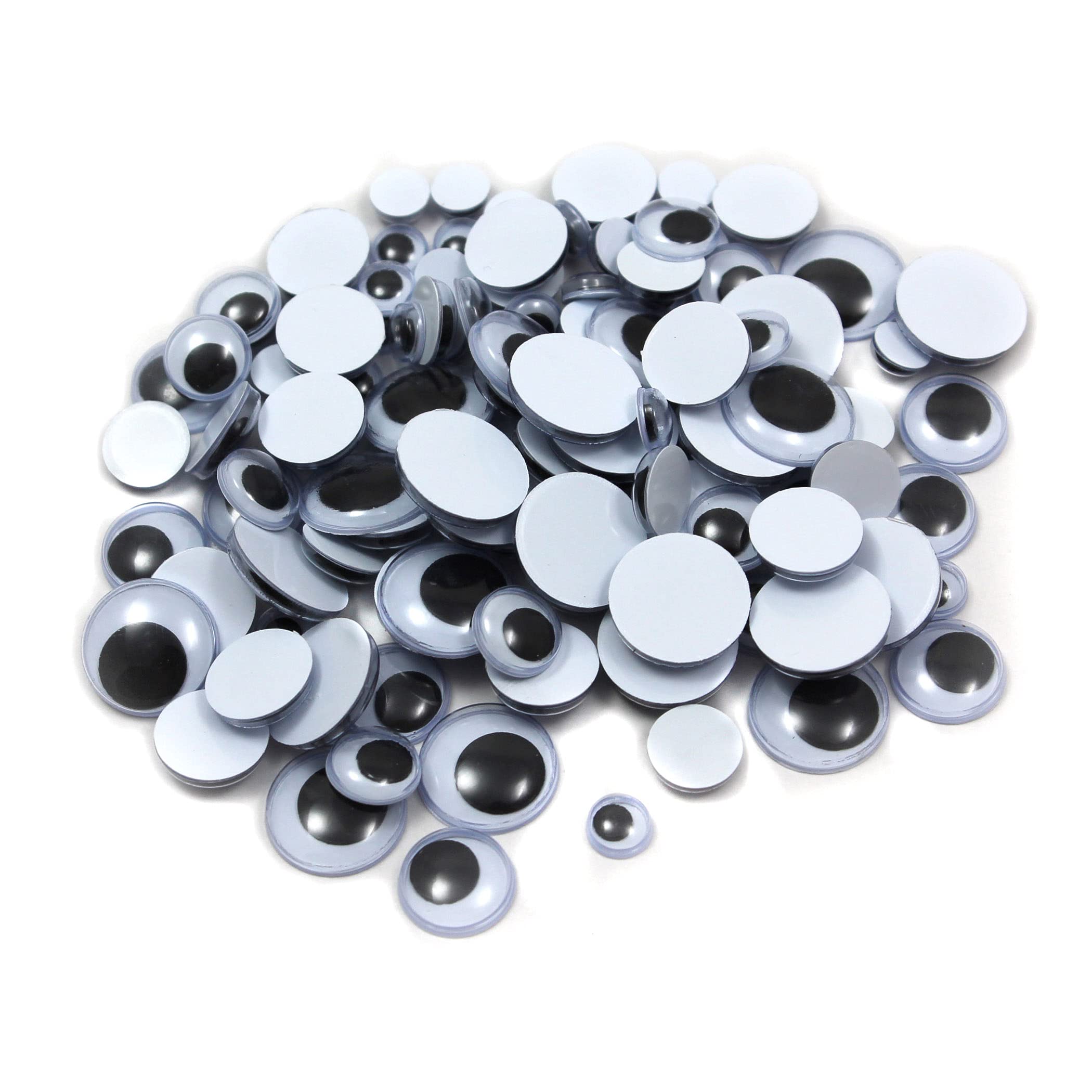 Creative Arts by Charles Leonard Wiggle Eyes, Round, Assorted Sizes, Black, 100/Bag (64500)