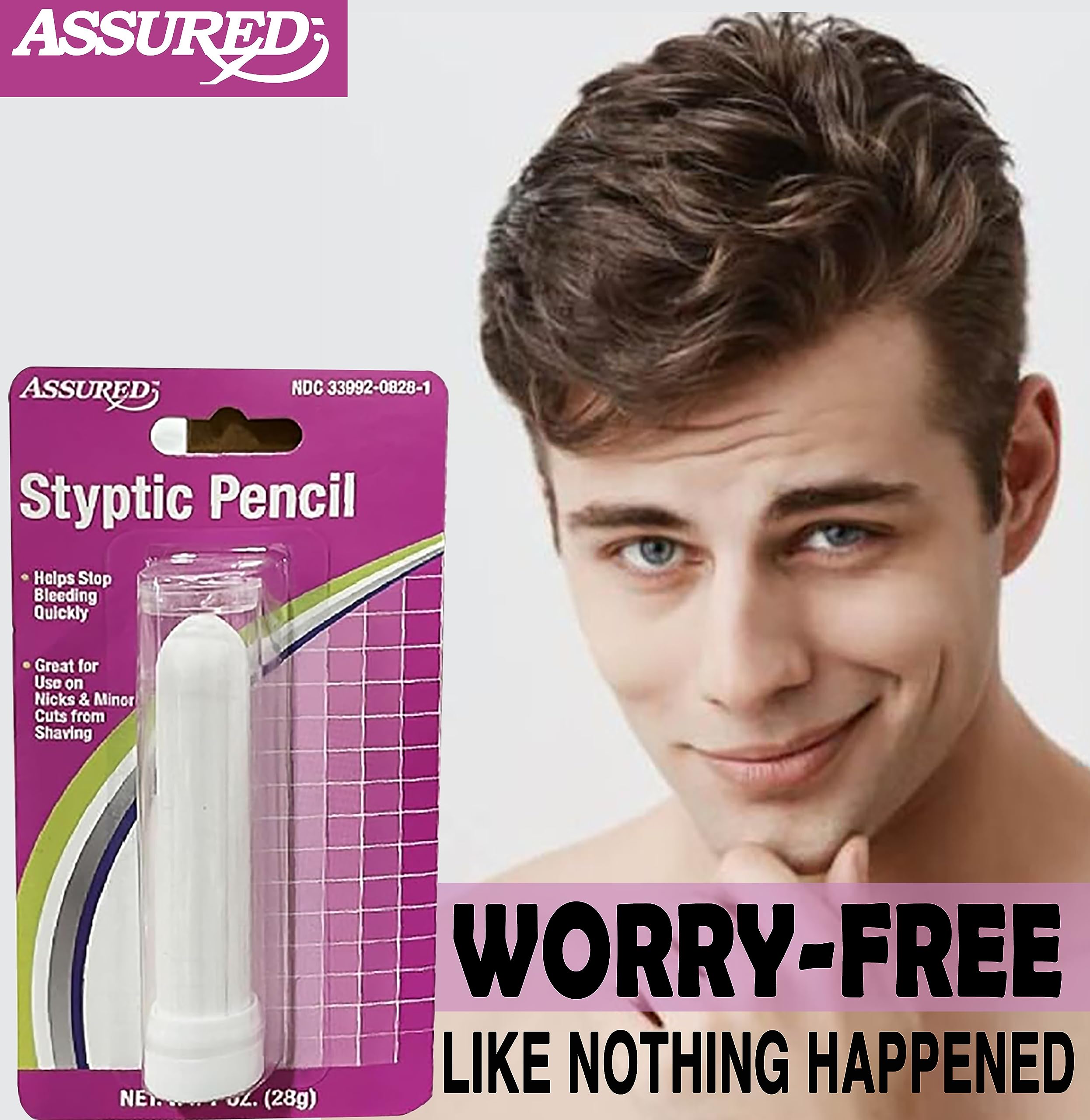Assured Styptic Pencil 1 Oz - Stop Bleeding Fast, Gentle on Skin. Must-Have for Shaving and Grooming., Pack of 2