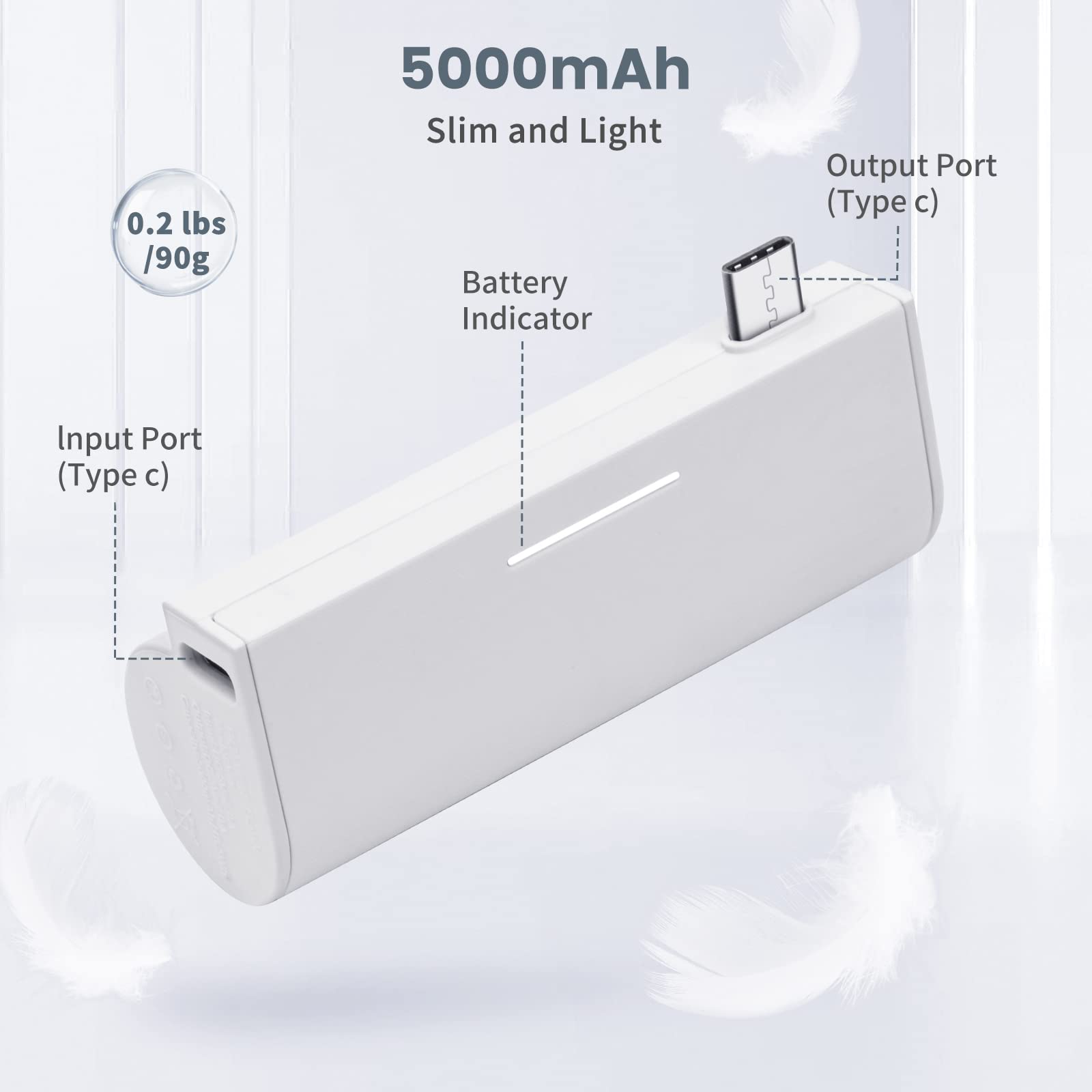 Battery Pack for Oculus/Meta Quest 2,5000mAh Portable Charger for Extended Extra 3 Hours Playtime,5V/2A Fast Charging & Lightweight,Compatible with Quest 2 Original Strap and Elite Strap,2 Pack
