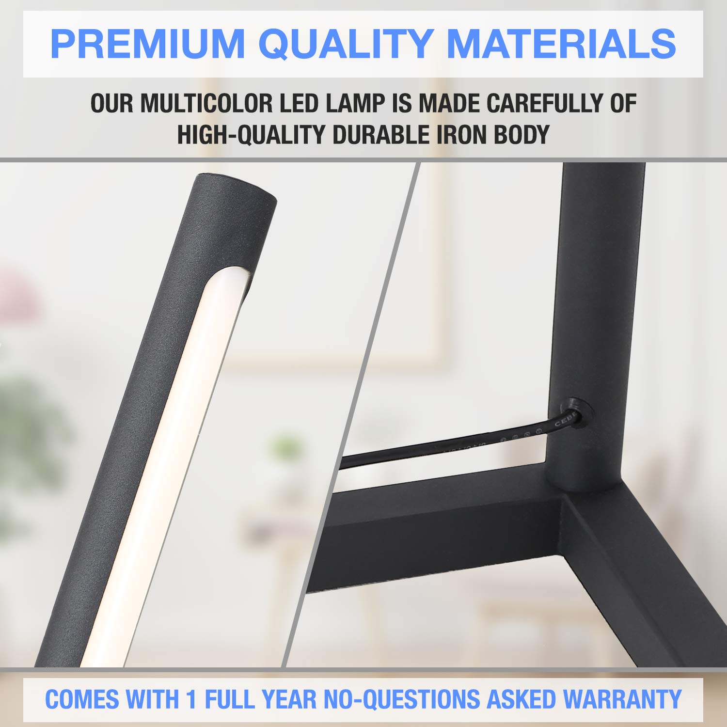 Harmony - Smart LED Lamp with Alexa and Google Home Compatibility - RGB Floor Lamp with 200 Dynamic Presets, with Timer, Memory, Dimmer - Black Iron, 55” Tall