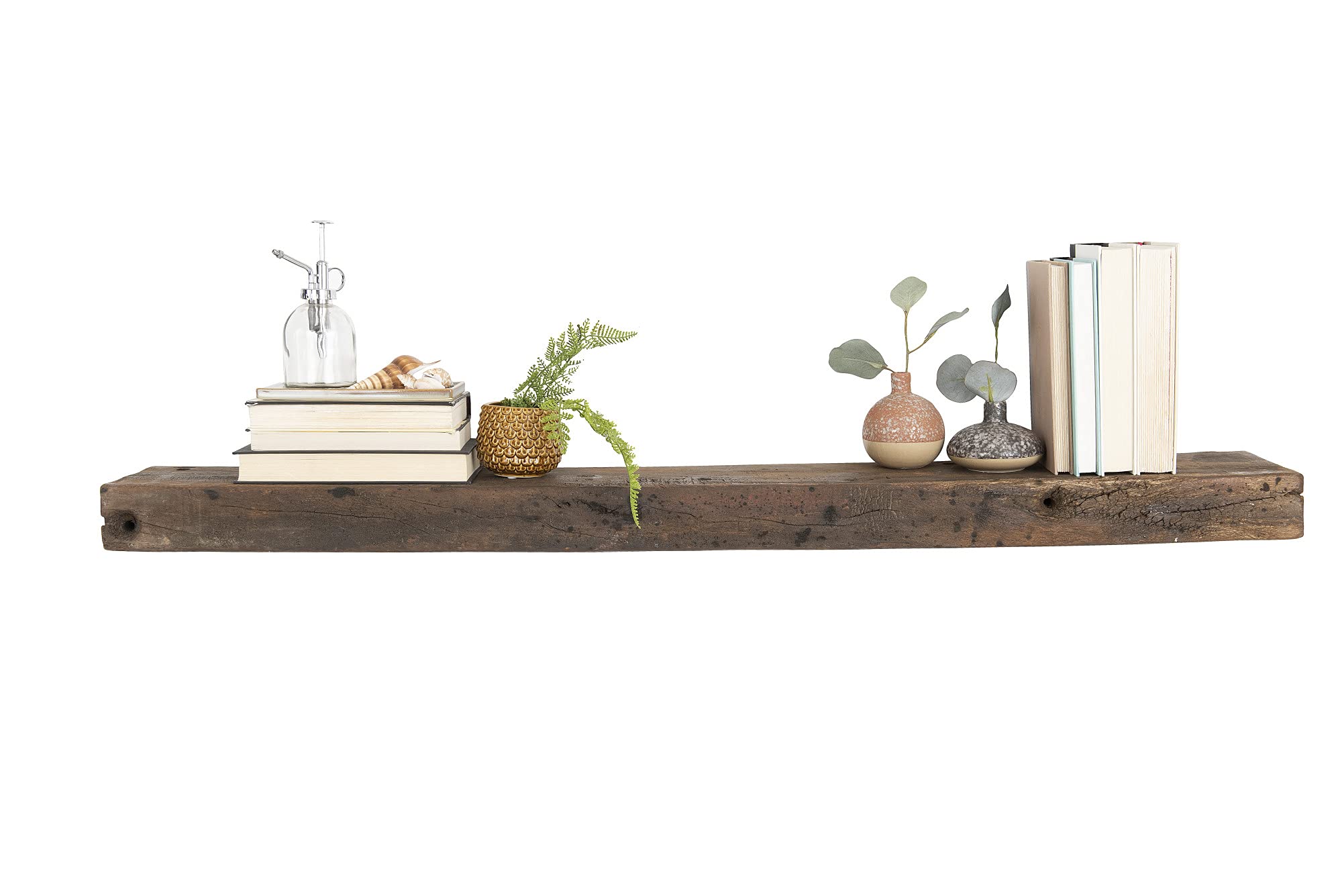 Creative Co-Op Wood Floating Wall Shelf, Large, Brown
