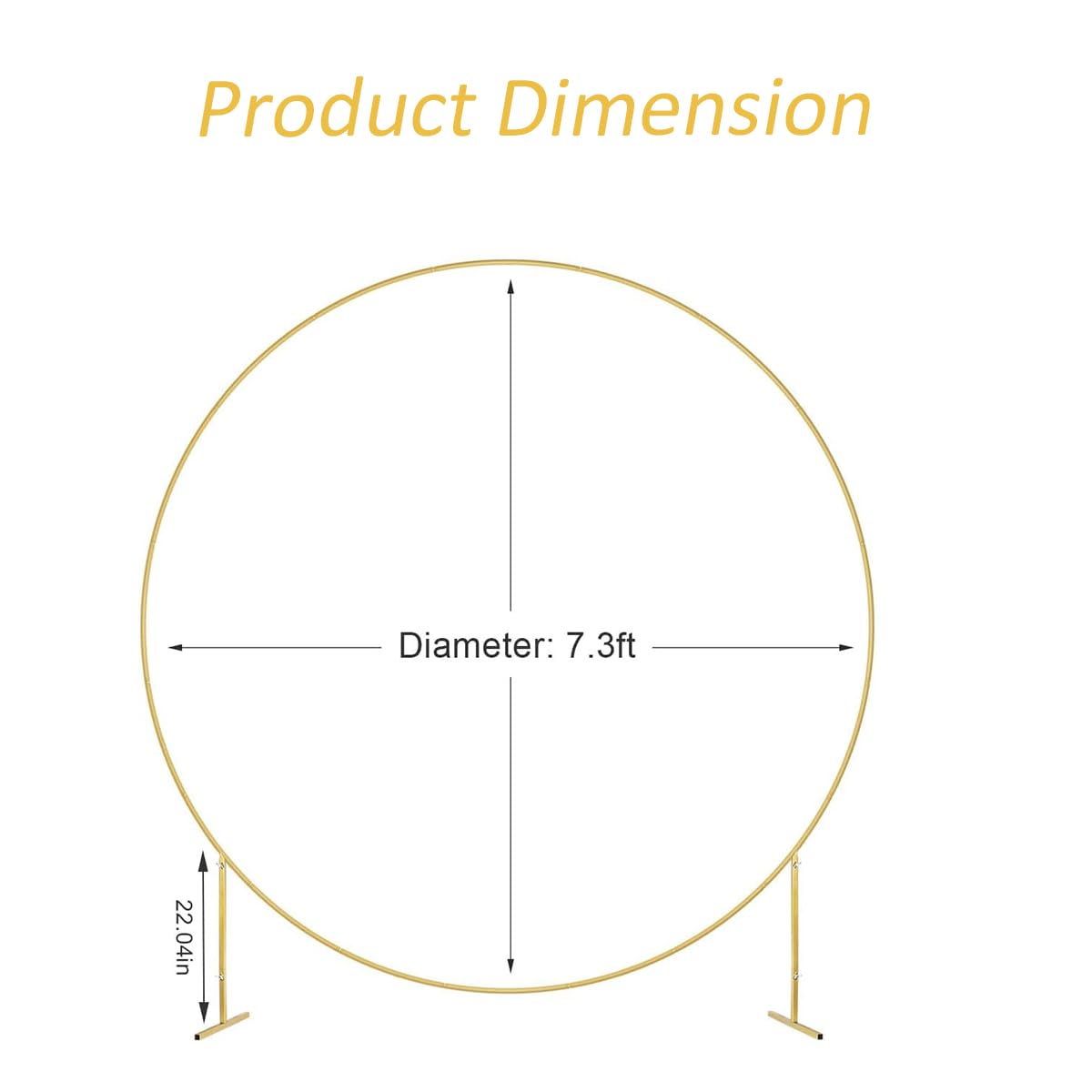 HEOMU 7.3FT Round Backdrop Stand Circle Balloon Arch Stand, Metal Wedding Flower Ring Arch Stand Wedding Arches for Ceremony, Birthday Party, Baby Shower, Graduation Backdrop Decoration, Gold