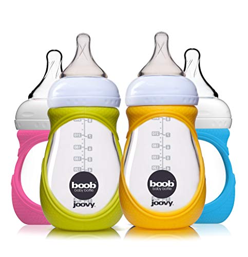 Joovy Boob Glass Bottle and Sleeve, Yellow, 5 Ounce