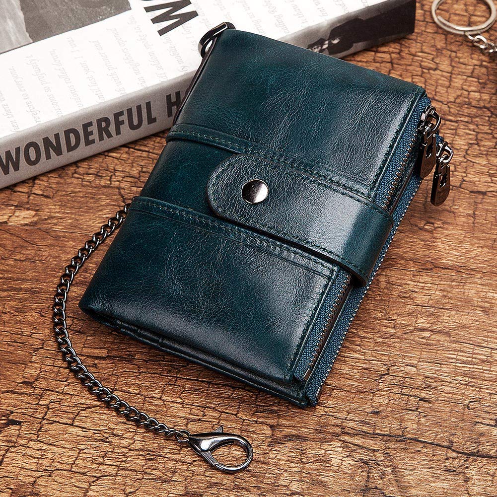 HARPIMER Womens Purse Leather Wallet RFID Blocking Ladies Purses with with Coin Pocket 16 Card Holder (Blue)
