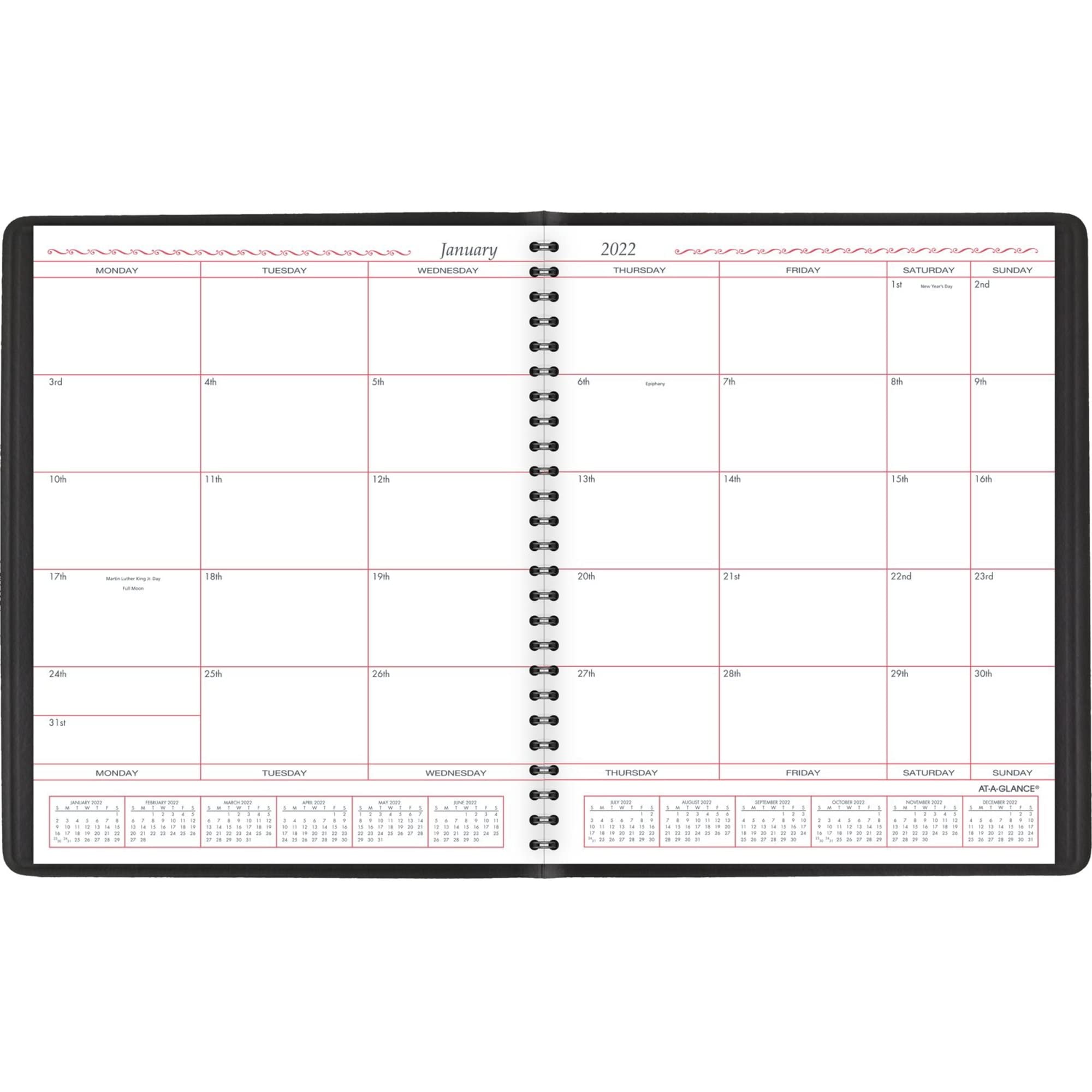 AT-A-GLANCE 2022 Monthly Planner by AT-A-GLANCE, 9" x 11", Large, 15 Months, Fashion Color, Red (7025013)