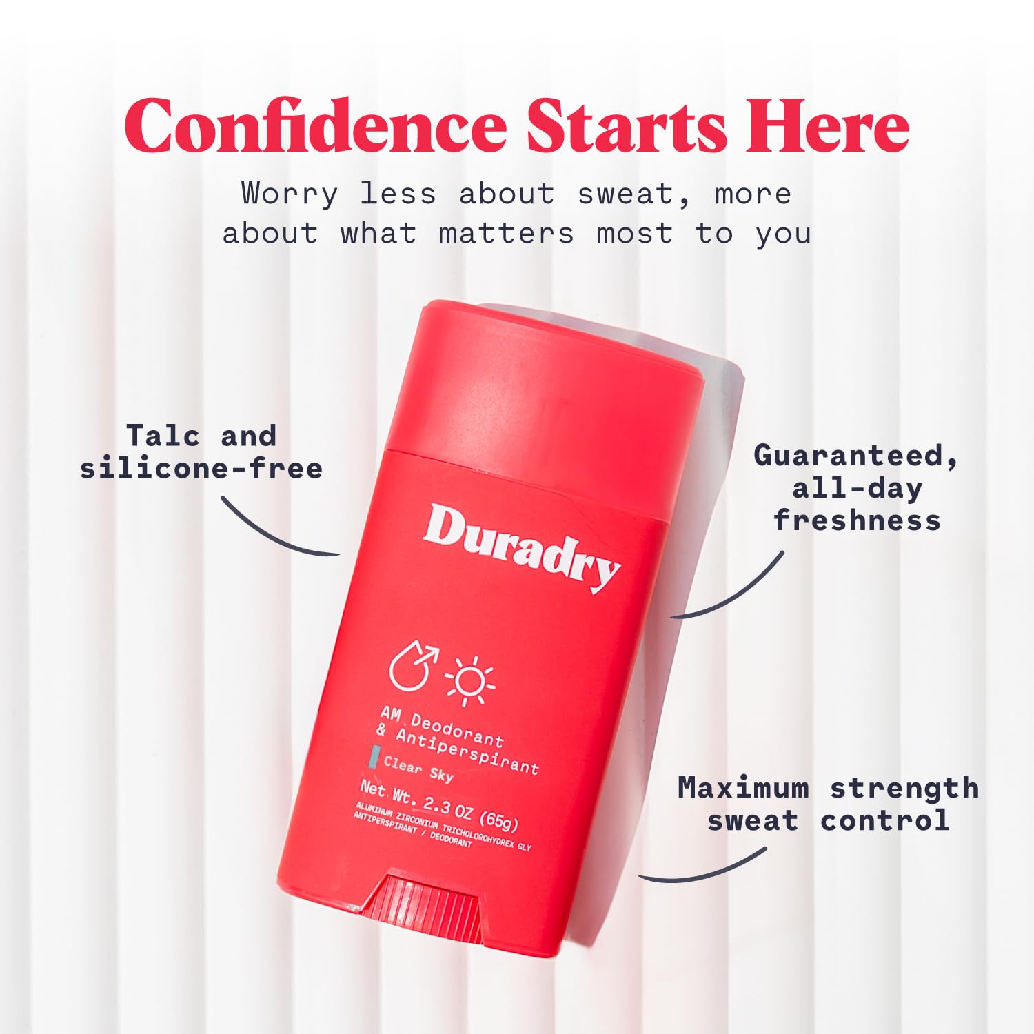Duradry AM Deodorant & Antiperspirant - Deodorant for Hyperhidrosis, Antiperspirant for Women & Men, Armpit Sweat Protection, Silicone-free - End Game, 2.3 Oz (Pack of 1)