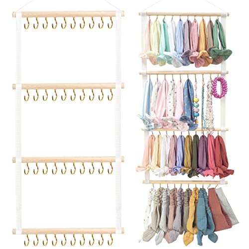POVETIRE Headband Holder Head Bands Organizer for Girls, Baby Headbands Hair Accessories Organizer Storage Wall Hanging Decor for Nursery Toddler Girls Room