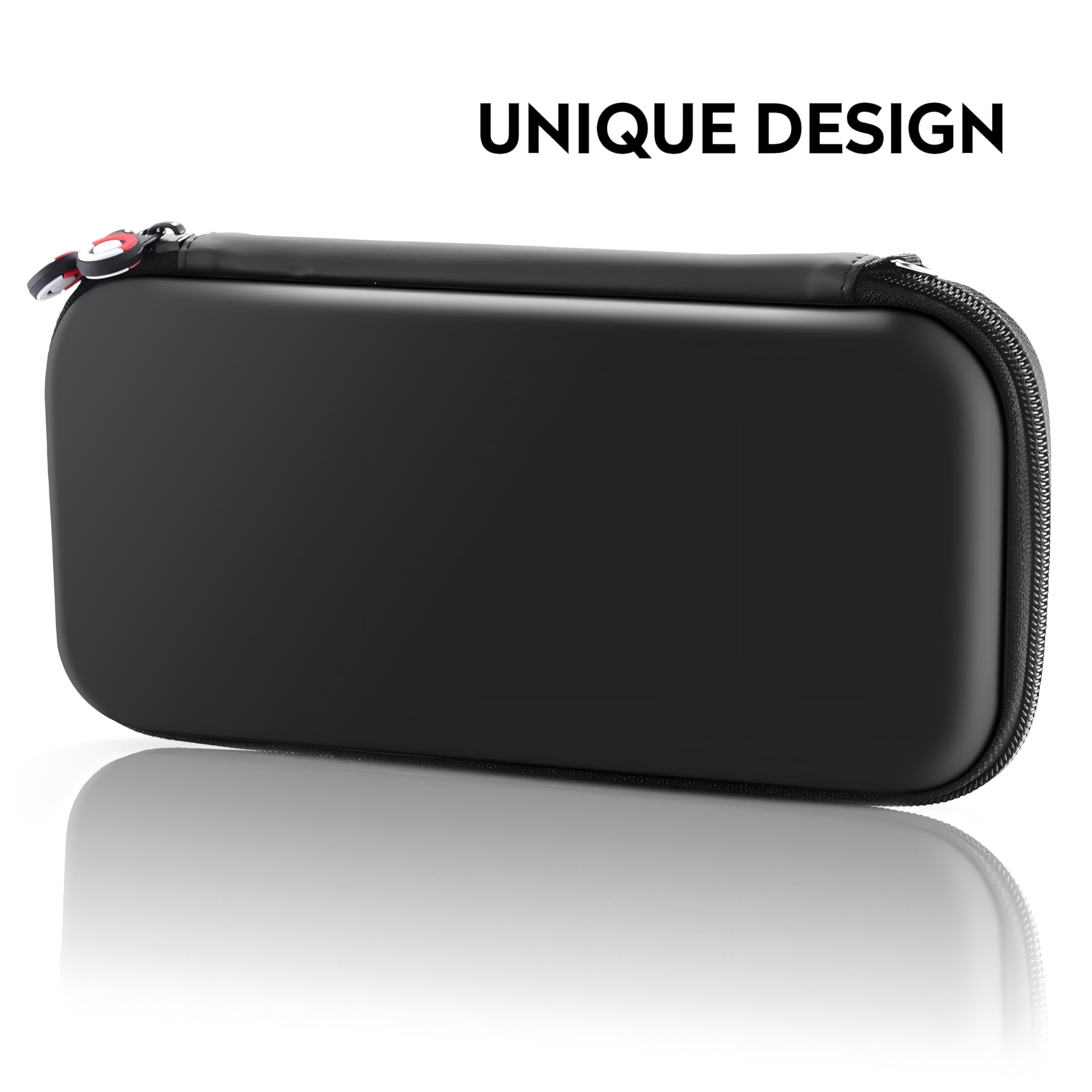 Bheddi Switch Carrying Case fits Switch/Switch OLED - Hard Shell Protective Portable Travel Carry Case with 10 Game Card Slots and 2 Tempered Glass Screen Protectors (Black-Dex)