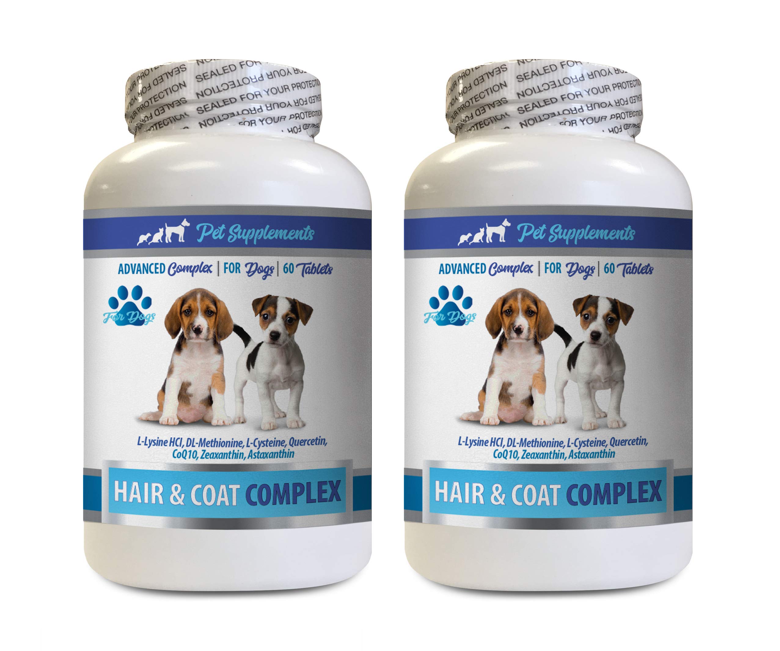 Dog Hair and Skin Supplements - Dogs Hair and Coat Complex - Advanced Skin Relief - Good for Nails - Dog Vitamin c - 2 Bottles (120 Tablets)