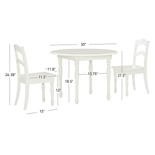 Powell Furniture Table and 2 Chairs, Cream Youth, Kid Size Chat Set