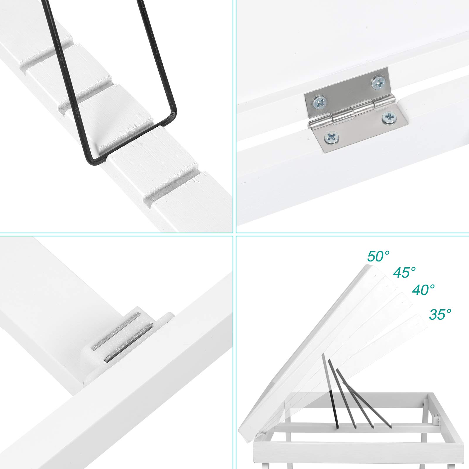 Bed Tray Table Breakfast Tray with Folding Legs Kitchen Food Serving Tray for Notebook Computer Bed Platters Lap Desk Snack Tray(White)