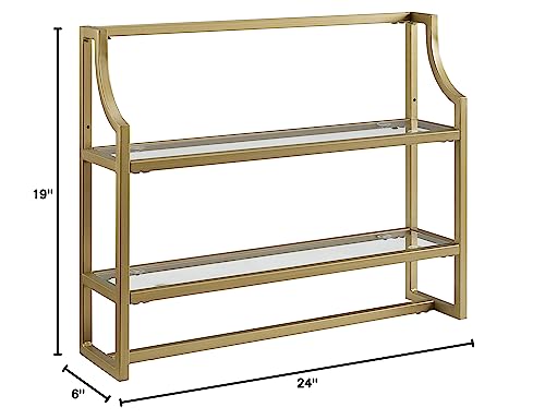 Crosley Furniture Aimee Wall Mounted Bathroom Storage Shelf with Towel Rack and Shelves, Gold