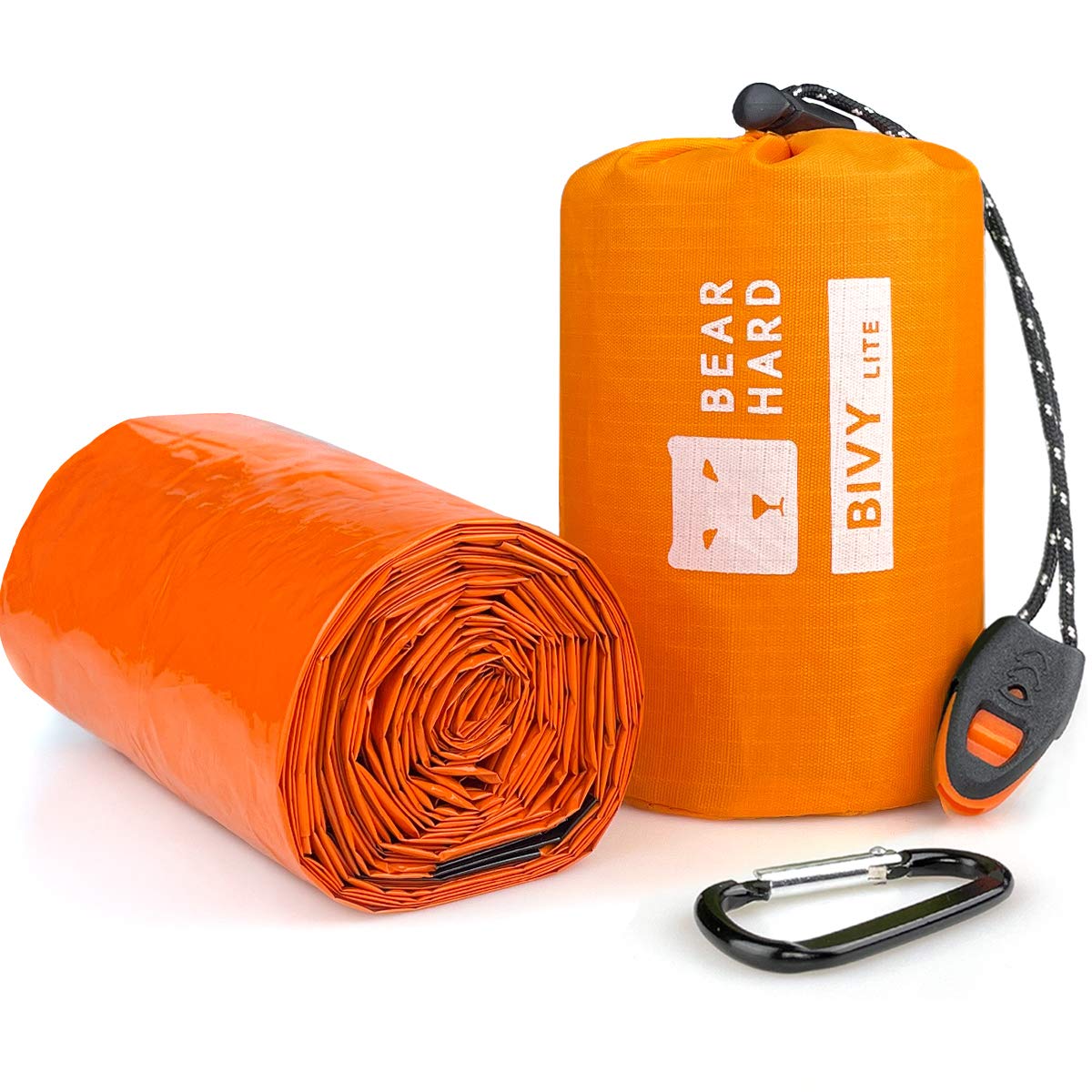 Bearhard Emergency Sleeping Bag Bivy Sack with Paracord, Ultralight Waterproof Thermal Survival Bivvy Bag Survival Shelter Emergency Blanket for Camping, Hiking, Backpacking