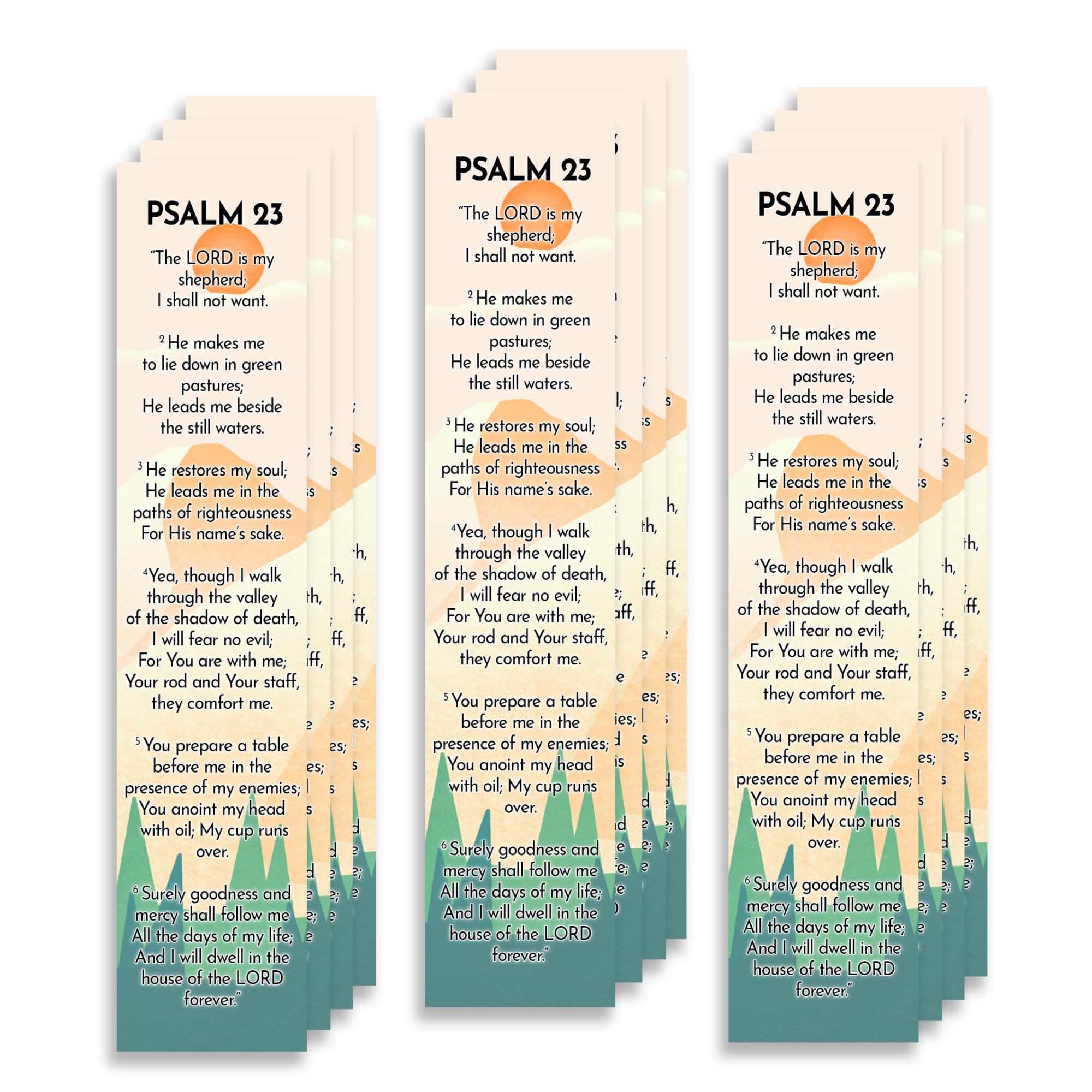 Bible Verse Psalm 23 Christian Bookmarks, Christian Bookmark, Page Marker divider, Christian Gifts for All Occasions (Pack of 12)