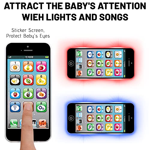 Wolmund Toy Learning Play Cell Phone with 8 Functions and Dazzling Lights for Toddler Baby Kids 12-18 Months Ages 1-3 Year Old, Black3 (SJ-B-2)