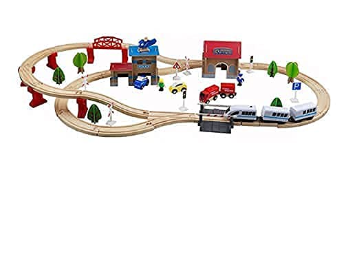 Battery Operated Train Set – Wooden Toys for Kids and Toddlers – Train Sets for Boys 2-4 – Premium Quality Wood Fits Thomas Brio – Fun & Entertaining – Train Tracks for Kids
