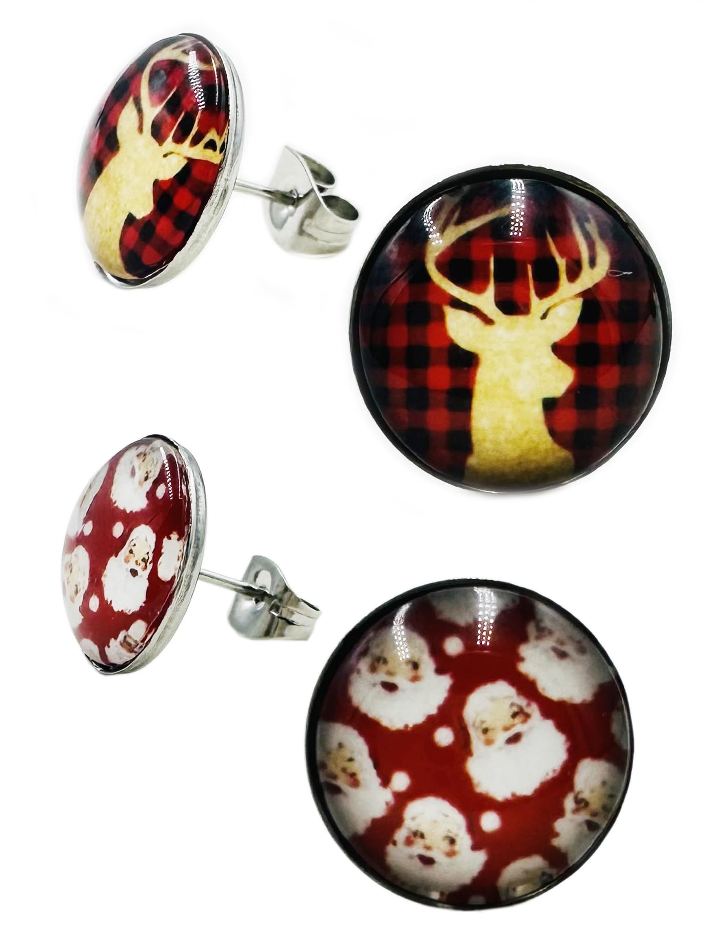 Baseball Stud Earrings Football Volleyball Stainless Steel Earring (12 Pairs)