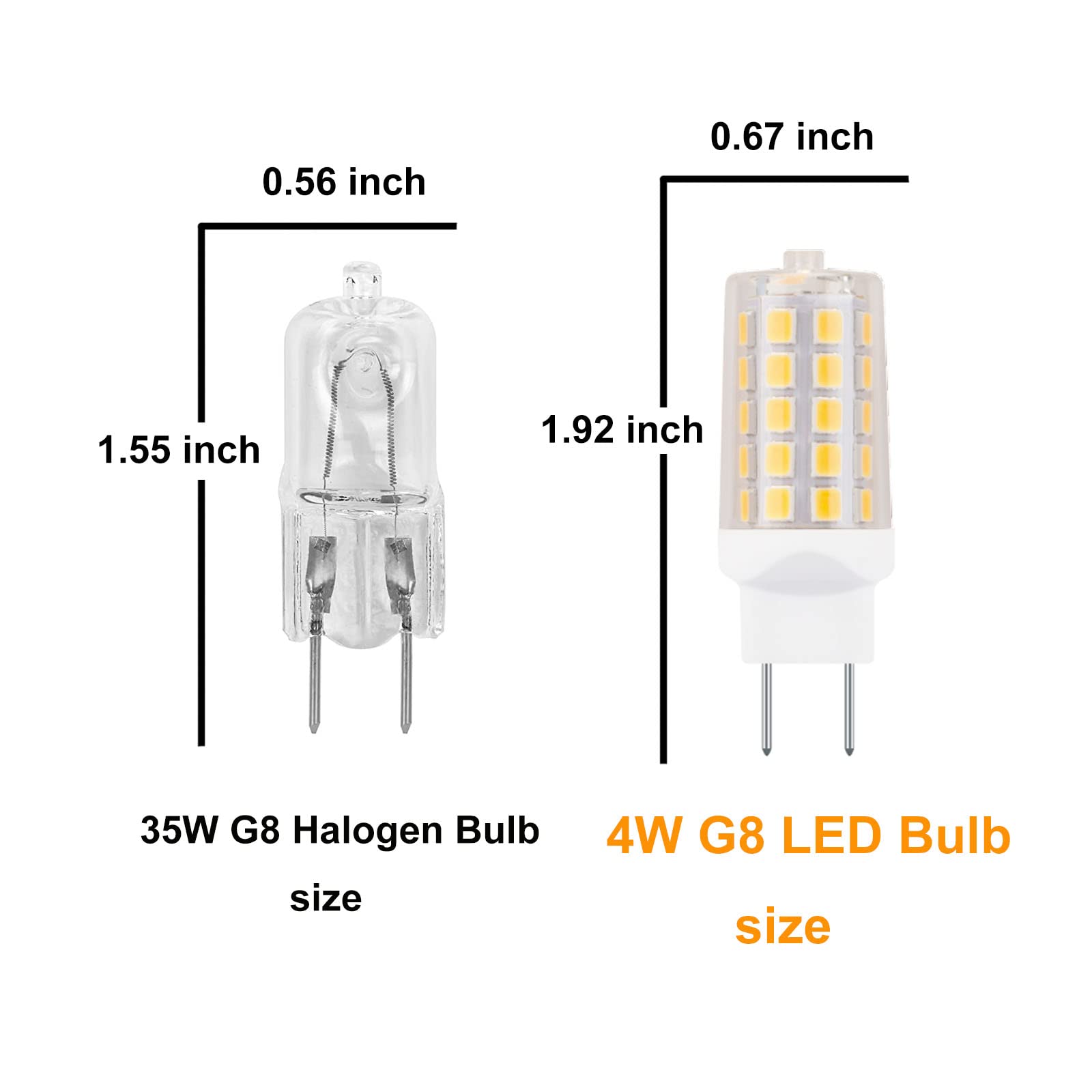 BAOMING G8 LED Bulb Dimmable 4W, 35 Watt T4 G8 Halogen Equivalent, 2700K Soft Warm White, 120V No-Flicker, Chandelier Lighting 450LM (5 Pack)