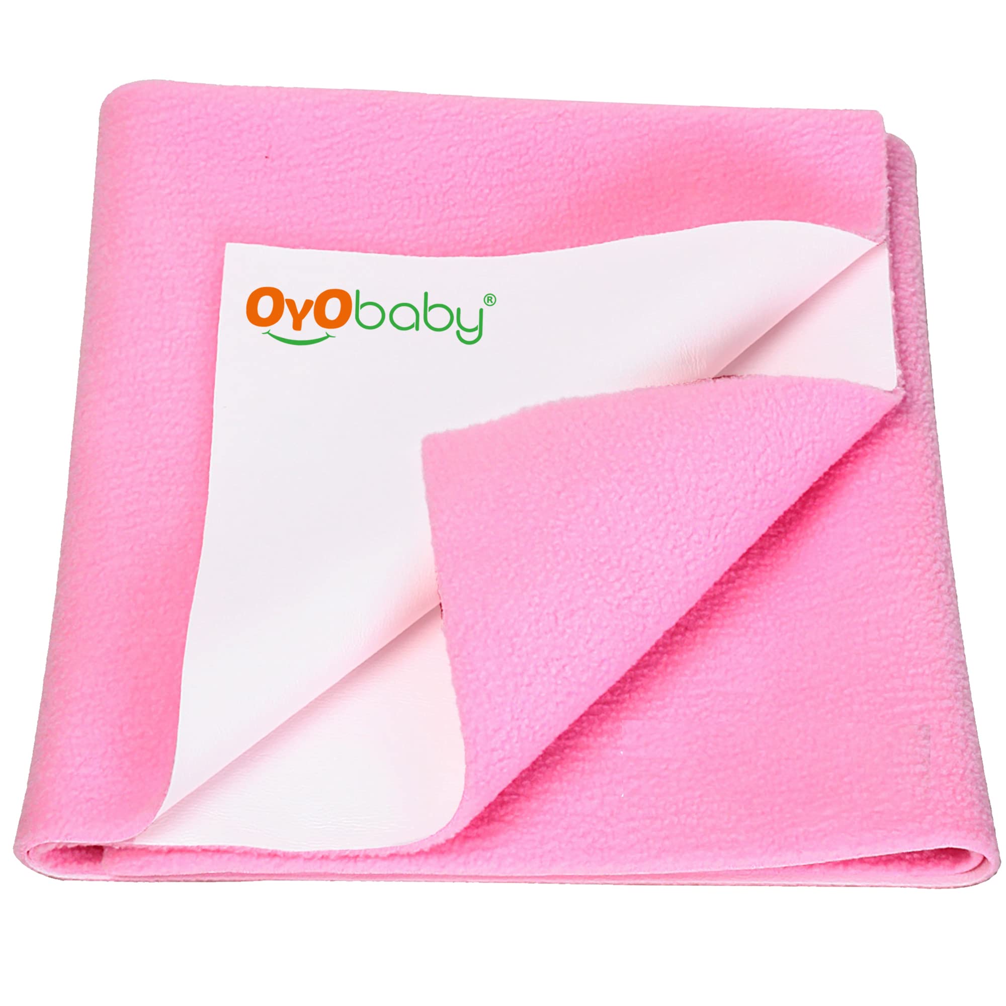 OYO BABY Waterproof Bed Sheet for Crib & Toddler Mattress, Reusable | Washable Cosy Nursery Sheet for Baby Toddler Children and Adults | Polycotton Pink | Small - 28" X 20"