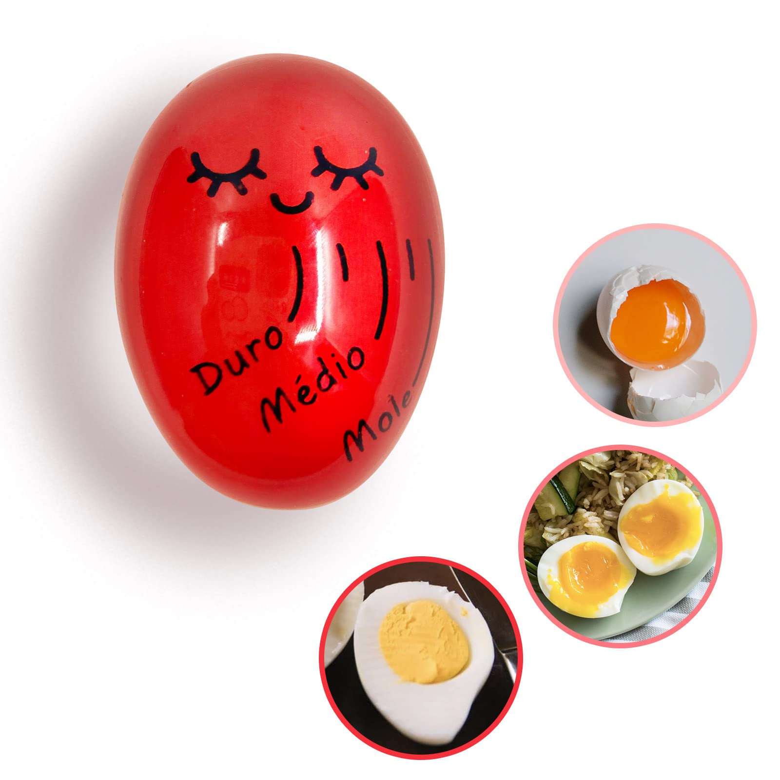 Boiled Egg Timer, Heat Sensitive Hard, Medium, Soft Boiled Color Changing Reusable Safe, Durable (red)