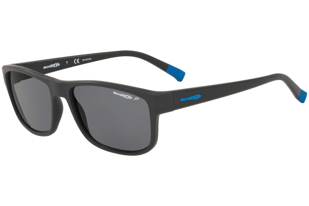 Arnette Men's An4258 Lastarria Rectangular Sunglasses, Matte Black/Grey Polarized, 58 mm