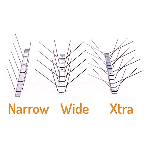 Bird Barrier Dura-Spike Stainless Steel Bird Spikes | Metal Pin Strips for Ledge, Roof, Pipe - Adhesive Included - Xtra Wide (8 in) 25 Ft. Length