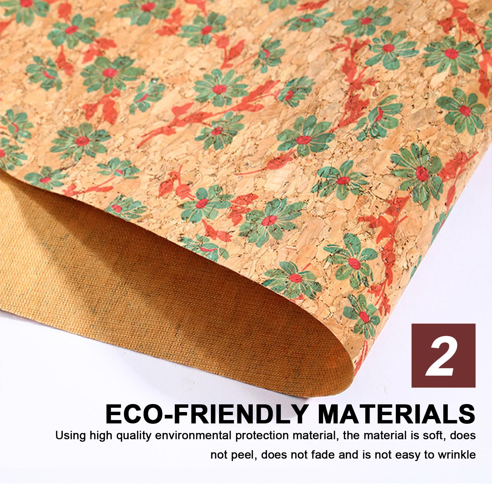 Cork Fabric Sheet 23" x 53" (60x135cm) - Wood Grain Leather Fabric Bundle for Wallets Bags Shoes - DIY Craft Project Patchwork