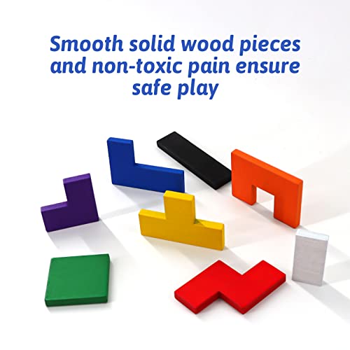 Wooden Blocks Puzzle Brain Teasers Toy,Wooden Puzzle Tangram,Cube 3D Puzzle for Kids,Puzzles for Kids Ages 2-8, Montessori Kids Educational Puzzle Games Gift (1 pcs)