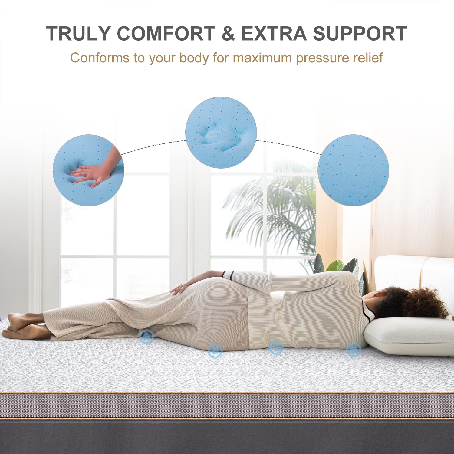 BedStory 4 Inch Memory Foam Mattress Topper, Split King Bed Toppers Medium Firm