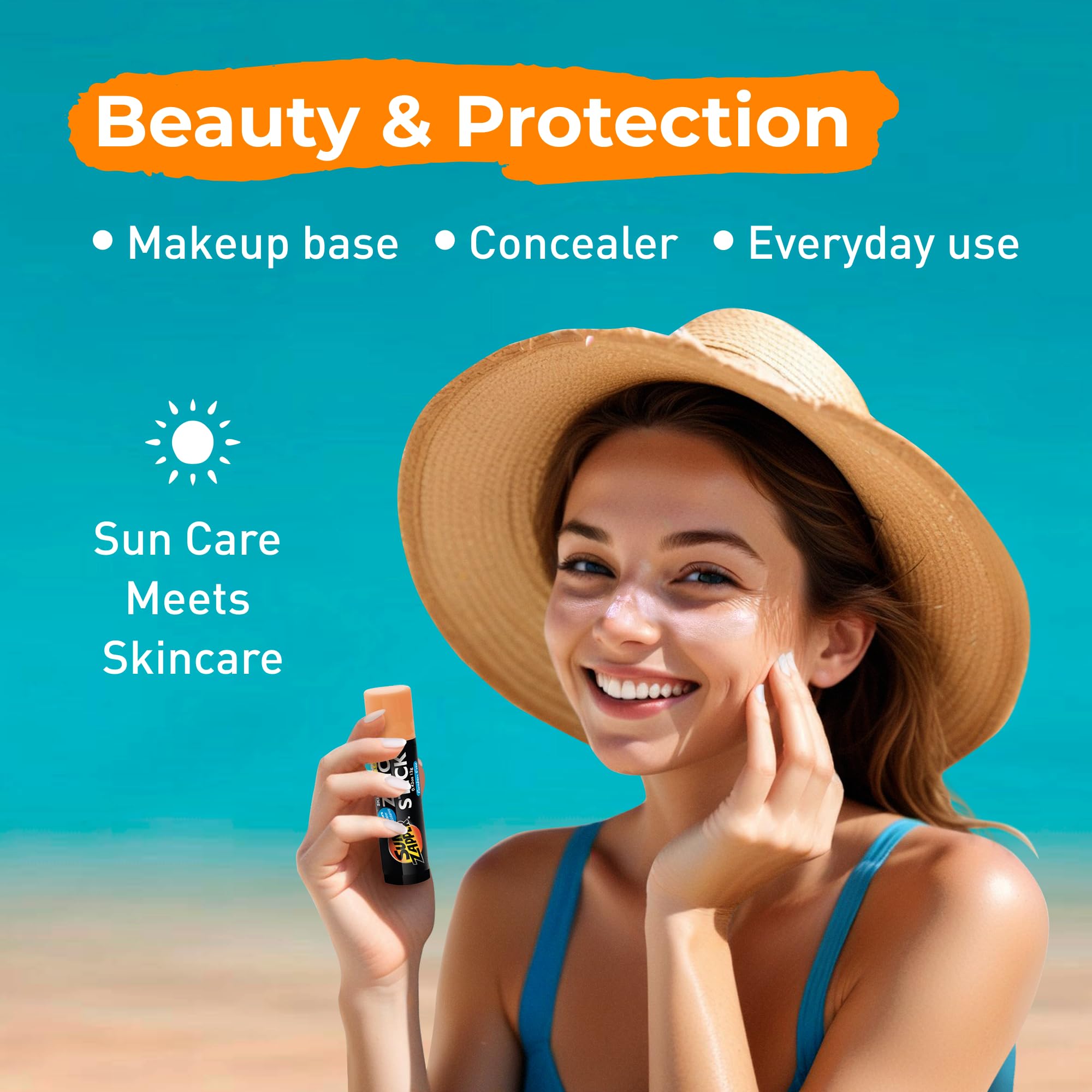 Sun Zapper Zinc Oxide Mineral Sunscreen Stick – SPF 50+ Water Resistant – Light Skin Tone (Bronze/Tan) – 12g (0.42 Oz) – For Face & Body – Adults & Kids – Made in Australia