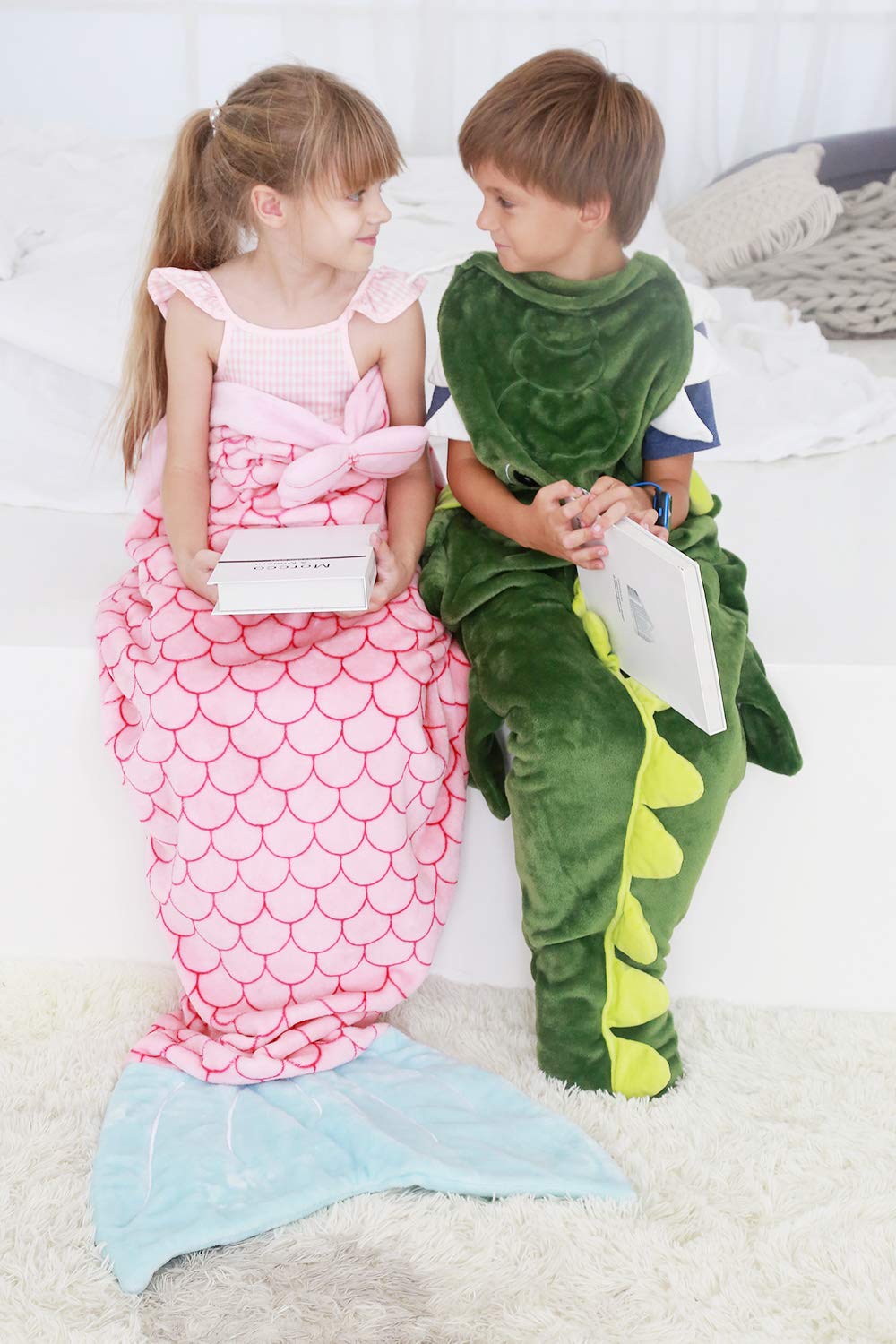 Crocodile Animal Tail Blanket, Soft Flannel Fleece Snuggle Blanket Sleeping Bag for Kids Teen Boys Girls