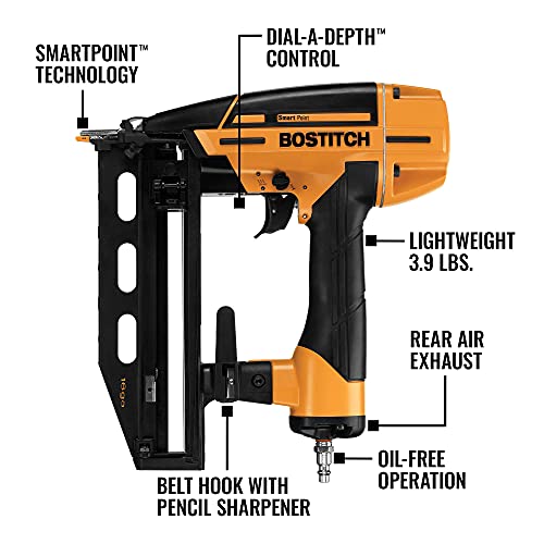 BOSTITCH Finish Nailer Kit, 16GA, Smart Point, Pneumatic (BTFP71917)