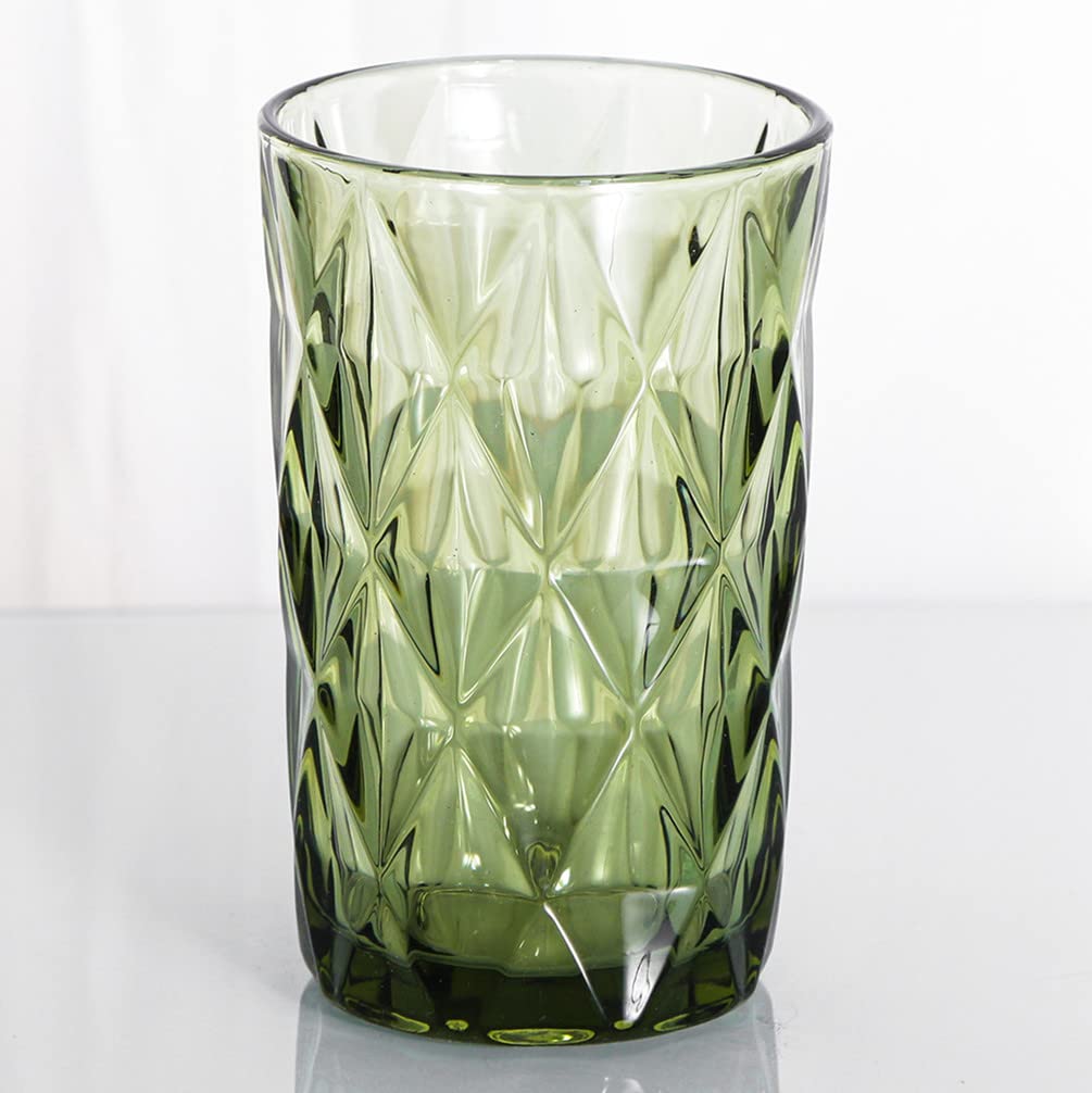 Bandesun Thick Glassware Drinking Glass set of 6 Diamond Kitchen Glasses Tumbler Cup(12 OZ),for Water,Cocktail,Milk,Juice and Beverage.