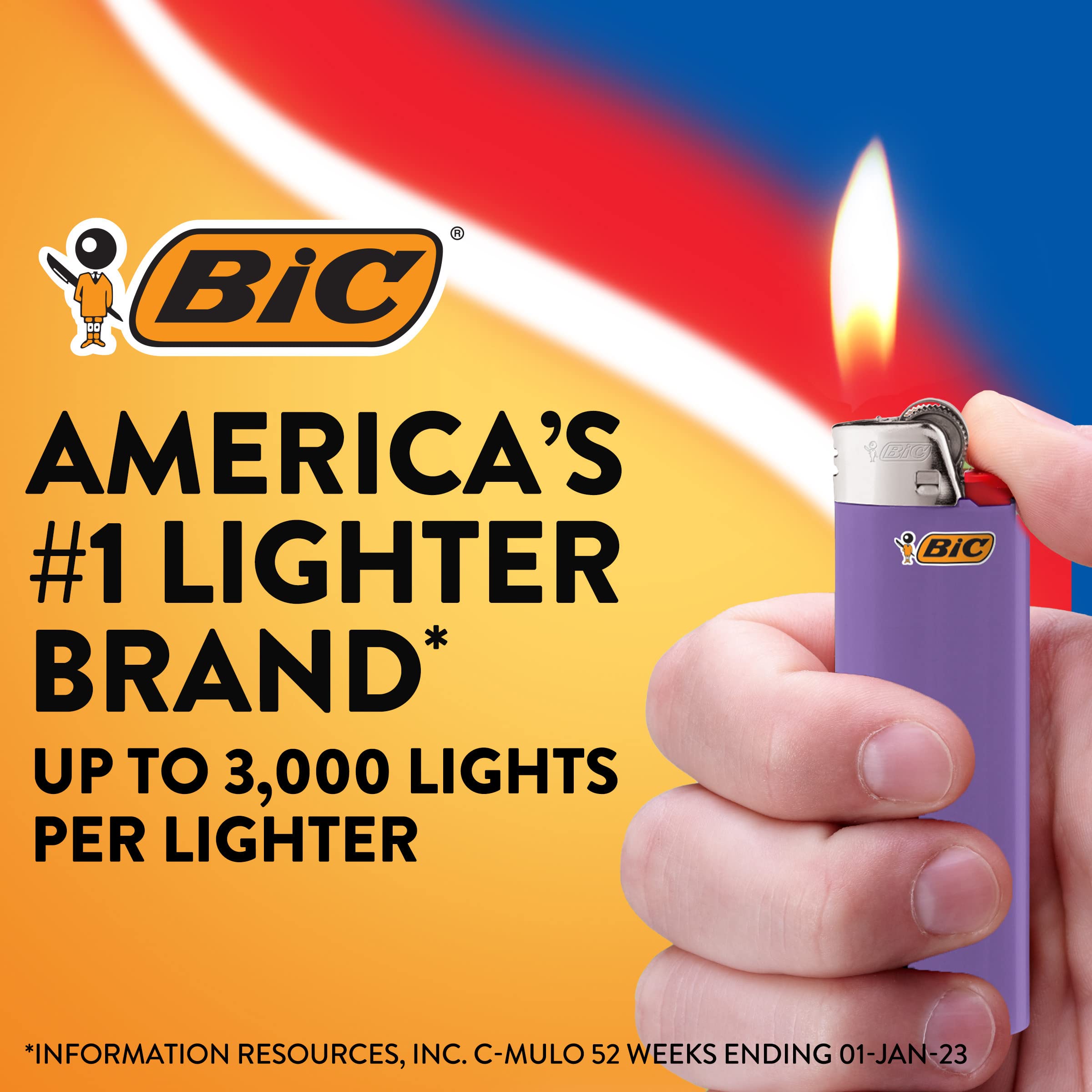 BIC Classic Maxi Pocket Lighters, Lighter for Candles, Purple Lighters (Packaging May Vary), 12 Count Pack