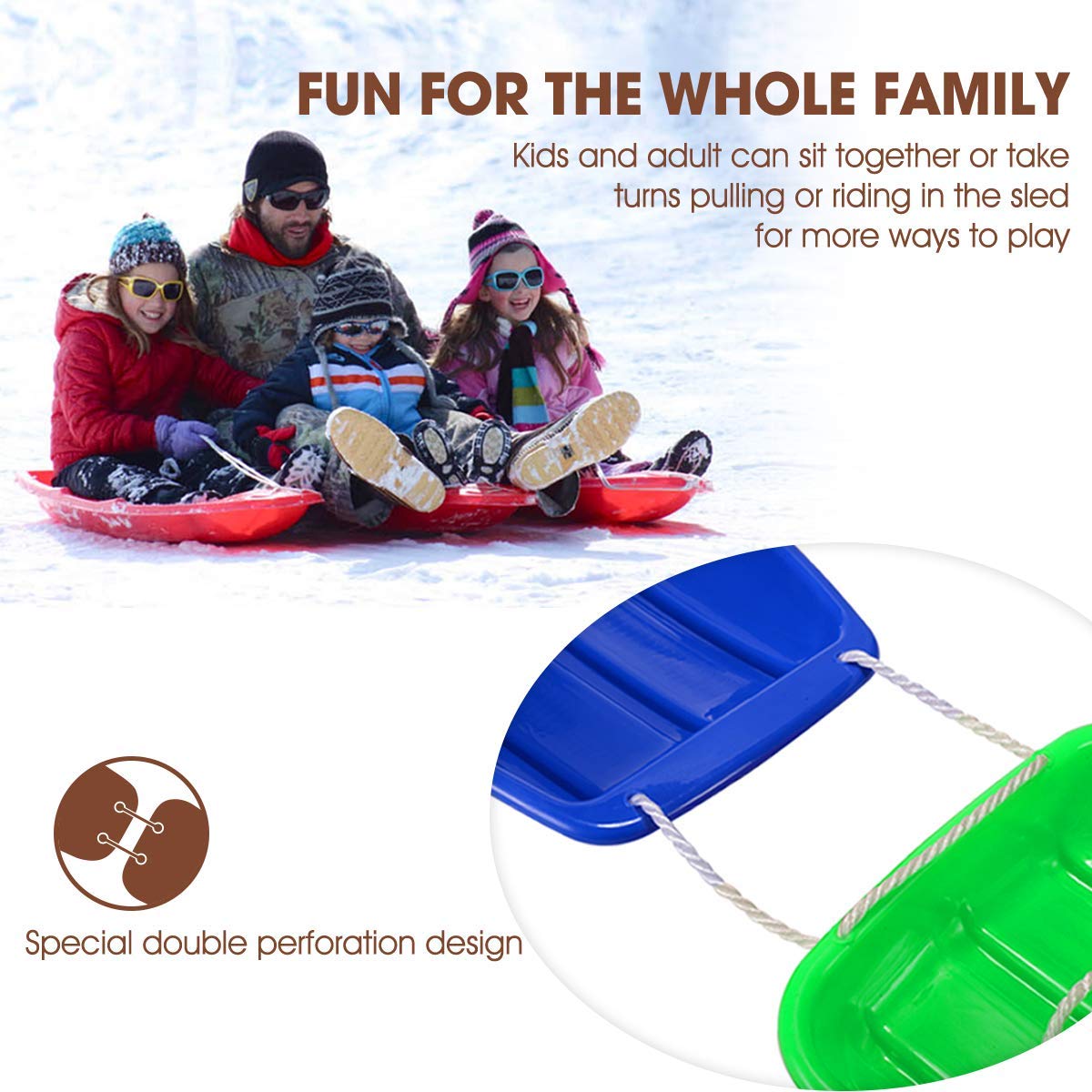 Atalawa KALUOLA Snow Sleds Toboggans, Sledges & Toboggans Heavy Duty Sledge Toboggan Sleigh Sleds Plastic Unisex Ski Fun Boardā¦