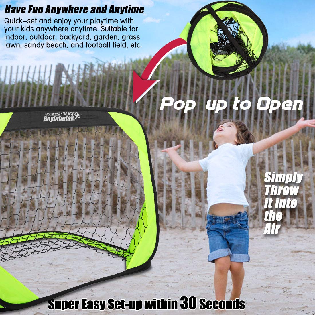 BAYINBULAK Pop Up Soccer Goal Portable Soccer Net for Backyard Training, 1 Pack