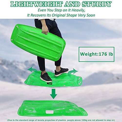Atalawa Snow Sleds Toboggans, Sledges & Toboggans Heavy Duty Sledge Toboggan Sleigh Sled Plastic Unisex Ski Fun Board, Greenā¦