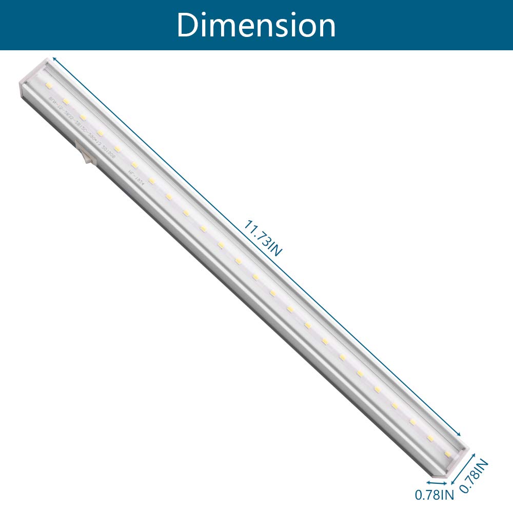 Barrina LED Under Cabinet Lighting, 12 inches, 5W 600LM 5000K, Super Bright, Separately Controllable Shop Light, Strip Lights Bar, Under Counter Lighting Fixture for Kitchen, Cupboard, 6-Pack