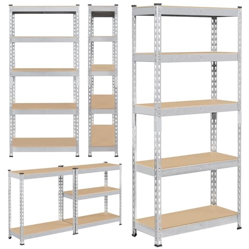 CFSAFK 5-Shelf Boltless & Adjustable Steel Storage Shelf Unit, Silver, Holds up to 330 lb Per Shelf, 4 Pack