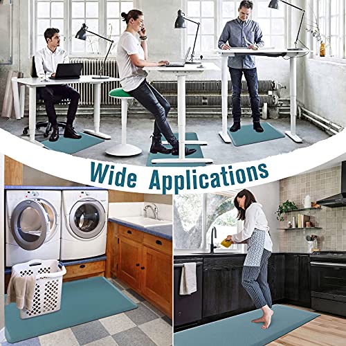 Carvapet Anti-Fatigue Floor Mat Cushioned Kitchen Comfort Mat Waterproof Non-Slip Standing Desk Mats and Rugs Heavy Duty PVC Ergonomic Foam Mat for Home Kitchen Office Laundry,Teal,17.3"x28"