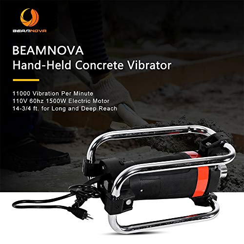 BEAMNOVA Electric Concrete Vibrator Handheld 11000 Vibration Per Minute 2HP with Shaft of 14-3/4 Feet