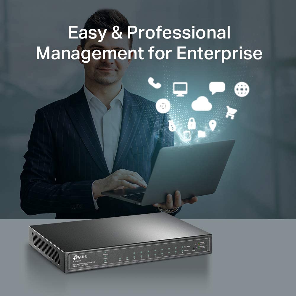 TP-Link TL-SG2210P V3| Jetstream 8 Port Gigabit Smart Managed PoE Switch | 8 PoE+ Ports @61W, 2 SFP Slots | Support Omada SDN PoE Recovery (Renewed)