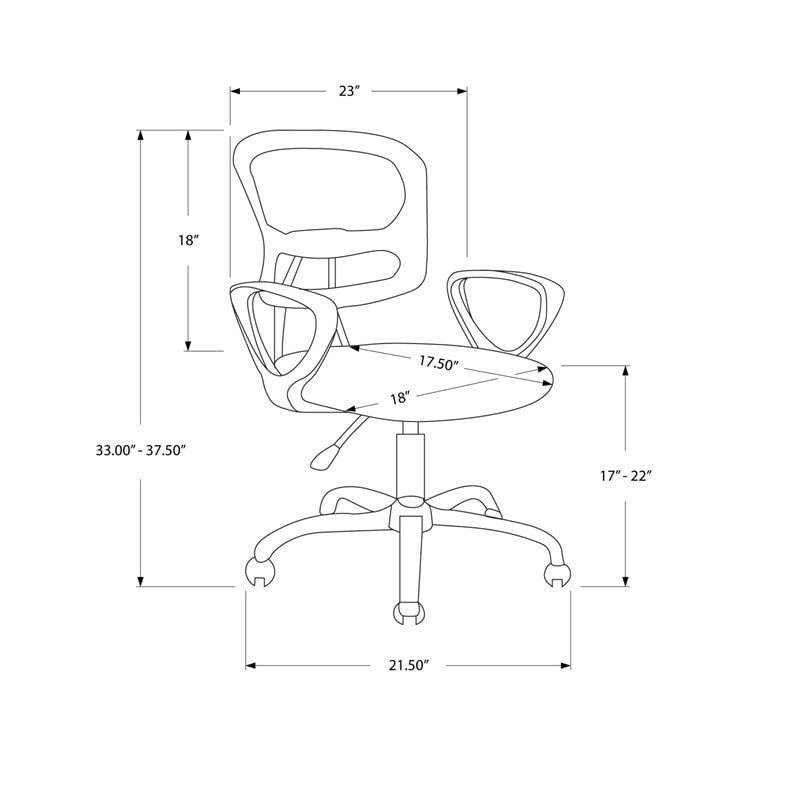Monarch Specialties Mesh Juvenile/Multi Position Office Chair, Grey