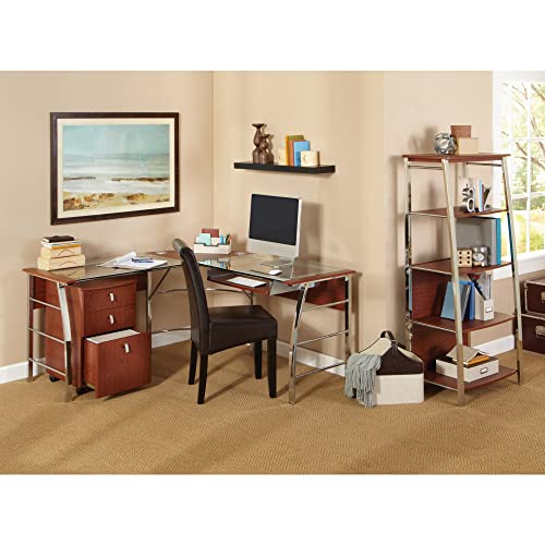 RealspaceĀ® Mezza 62"W L-Shaped Desk, Cherry/Chrome