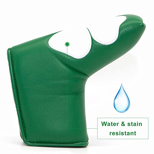 Barudan Golf Blade Putter Head Cover, 4 Leaf Clover Lucky Golf Putter Headcover Magnetic - Club Protective Case fits for Scotty Cameron, Odyssey, Ping - PU Leather Golf Headcovers