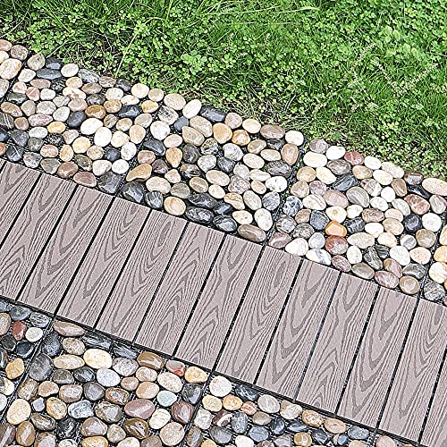 PURE ERA Natural Real Stone Interlocking Floor Deck Tiles Polish Pebble Tile Indoor Outdoor Use 12"x12" (4Pcs, 4 sq. Ft, Polished Mixed Color)- Great Upgrade to Patio Backyard Pathway