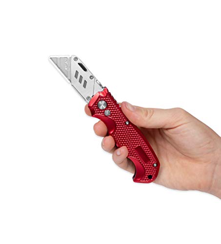 BirdRock Home Premium Utility Knife - Retractable Razor Knife Set - 3 Extra Blade Refills - Box Cutter Locking Razor Knife (Premium Utility Knife - Red)