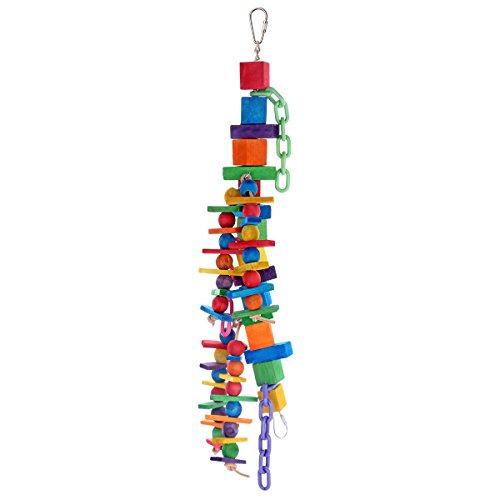 Pure Natural Colorful Wood Parrot Toys, Bvanki18.5 inch L 8.5 inch W Parrot Soft Swing Toy & Rainbow Bridge (Medium).