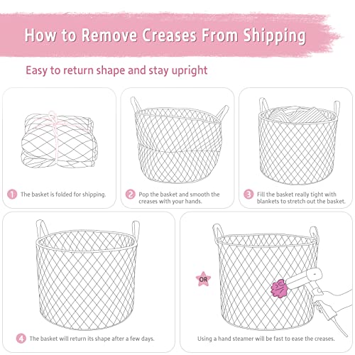 Lulumoon Large Pink Storage Basket Baby Laundry Basket, 17.7" x 15.7"