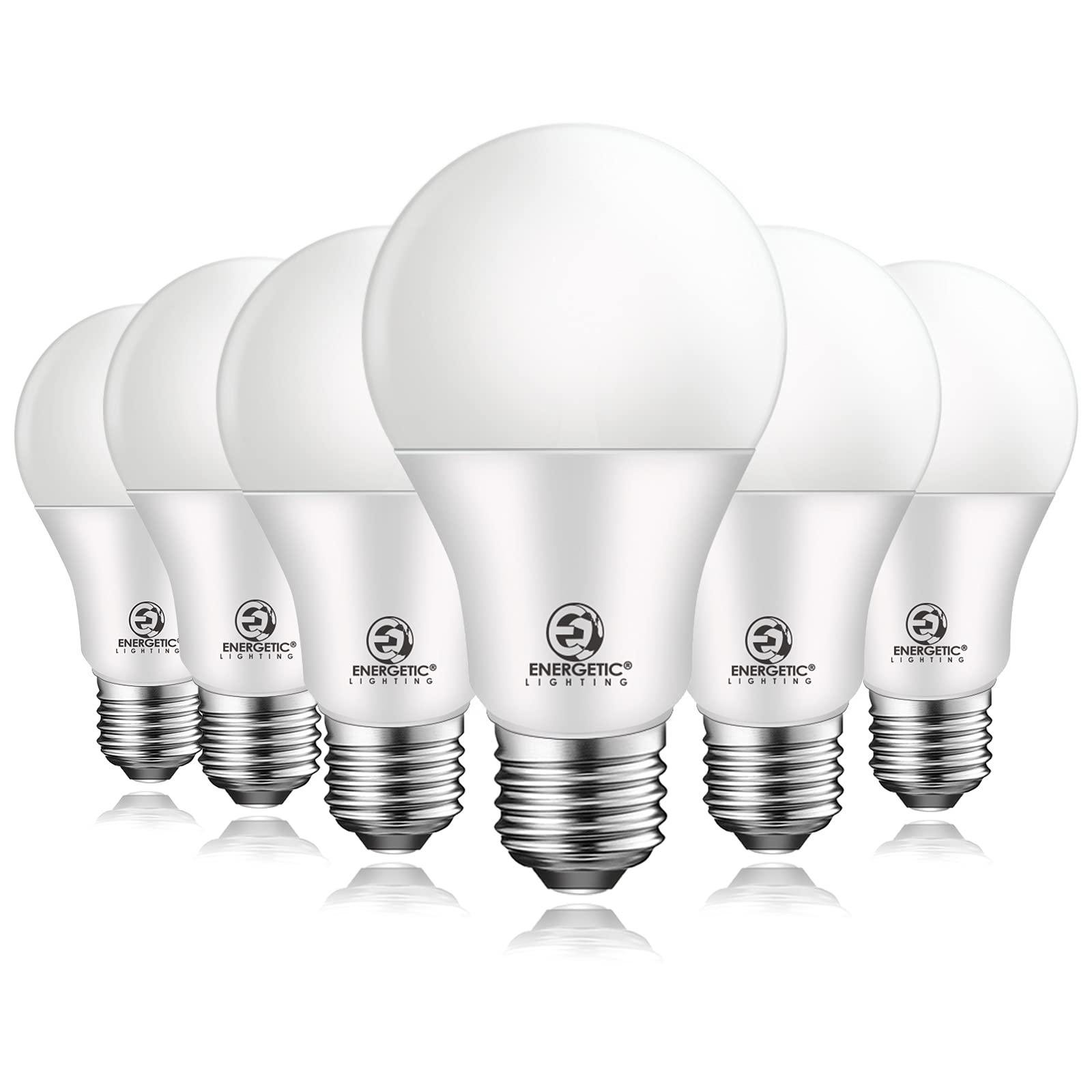 E ENERGETIC LIGHTING A19 Daylight LED Bulbs, 8.5W Llight Bulbs 60 Watt Equivalent, Non-dimmable, 6 Packs